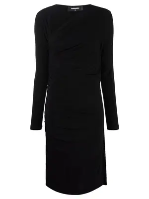 Dsquared2 Asymmetric-neck Ruched Dress - Black