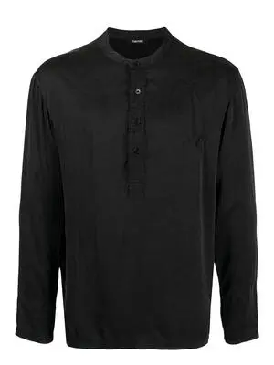 TOM FORD Henley Stretch-silk Loungewear Shirt - Black