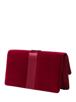Manolo Blahnik Capri Crystal-embellished Velvet Clutch - Burgundy