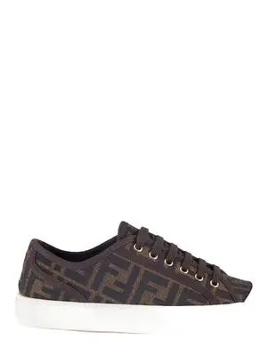 Fendi Ff Logo Low-top Sneakers - Brown