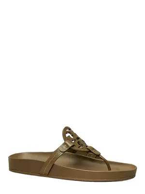 Tory Burch Miller Cloud Leather Thong Sandals Aged Camel