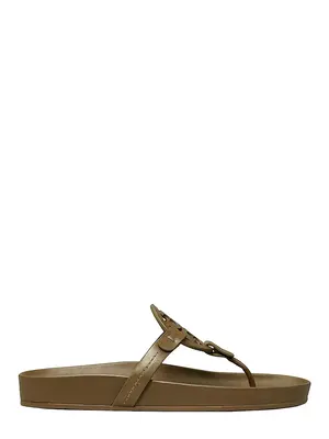 Tory Burch Miller Cloud Leather Thong Sandals Olive