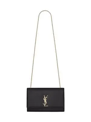 Saint Laurent Kate Embossed Leather Shoulder Bag - Black