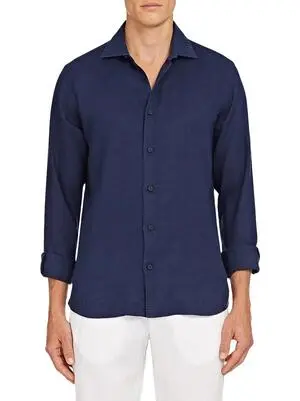 Orlebar Brown Giles Smart Linen Shirt - Navy