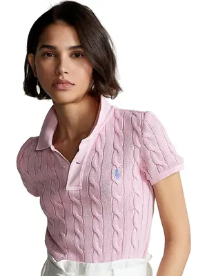 Ralph Lauren Ralph Lauren Cable-Knit Polo Shirt Light Pink