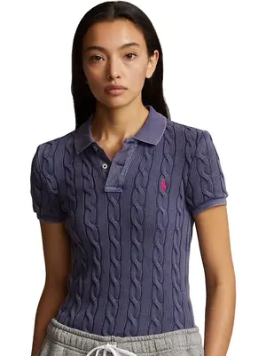 Ralph Lauren Cable-knit Polo Shirt - Newport Navy