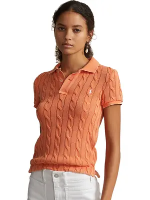 Ralph Lauren Ralph Lauren Cable-Knit Polo Shirt Solar Sky