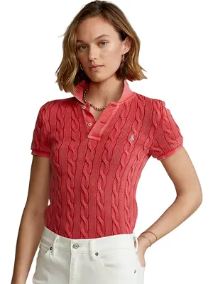 Ralph Lauren Ralph Lauren Cable-Knit Polo Shirt Starboard Red