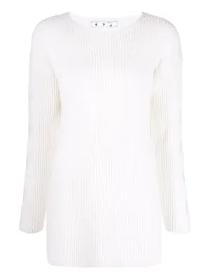 Off-White Ribbed-knit Wool Jumper - White