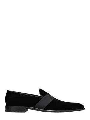 Santoni Isomer Velvet Loafers - Black