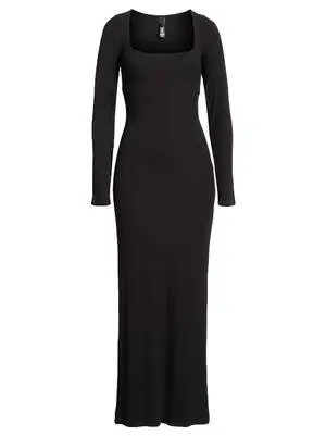 Skims Fits Everybody Strapless Tube Maxi Dress - Onyx | Editorialist