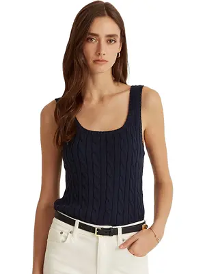 Ralph Lauren Cable-Knit Sleeveless Sweater French Navy