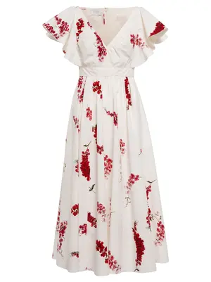 Giambattista Valli Floral Cotton Midi Dress - White