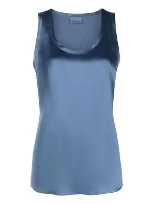 Brunello Cucinelli Scoop-neck Silk Blouse - Blue