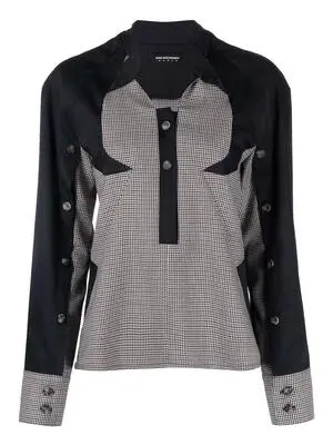 KIKO KOSTADINOV Houndstooth Pattern Two-tone Blouse - Neutrals