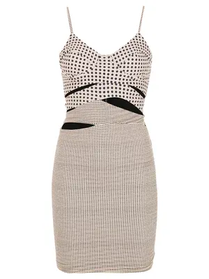 AMIR SLAMA Polka-dot Print Cutout Dress - Neutrals