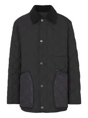Burberry Lanford Diamond-quilted Corduroy-collar Jacket - Black