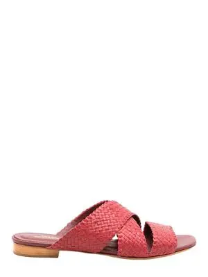 STUDIO CHOFAKIAN Leather Tristan Flat Sandals - Red