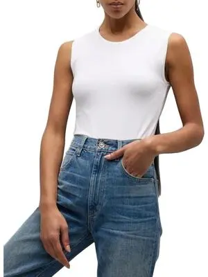 Majestic Filatures Soft Touch Sleeveless Crew - Blanc