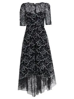 Rickie Freeman For Teri Jon Floral Bead-embellished Midi-dress - Black Multi