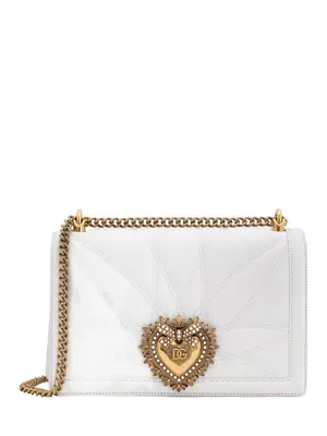 Dolce & Gabbana Large Devotion Bag In Quilted Nappa Leather - White