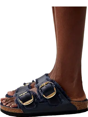 BIRKENSTOCK Arizona Big Buckle Shearling Sandals Blue