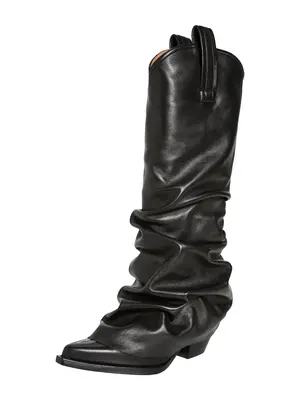 R13 Mid Calf Cowboy Boots - Black Leather