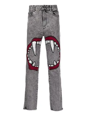 HACULLA. Fang Lip-print Jeans - Grey