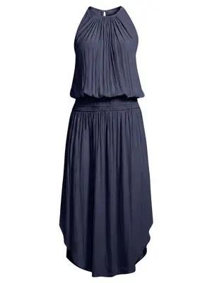 Ramy Brook Audrey Sleeveless Blouson Midi Dress Navy