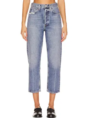 AGOLDE AGOLDE 90's Crop Jeans In Medium Wash Denim Hooked