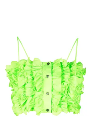 MSGM Cropped Ruffled Top - Green