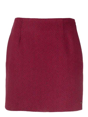 Tommy Hilfiger Chevron-knit Mini Skirt - Red