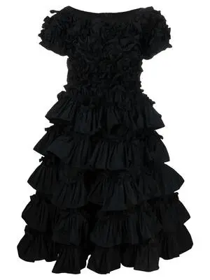 Red Valentino Ruffled Flared Dress - Black