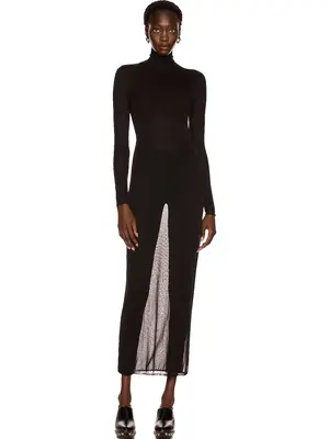 Alaïa Long Turtleneck Dress - Noir
