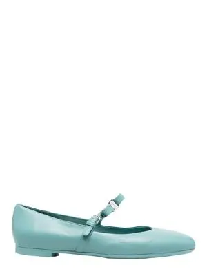 FERRAGAMO Bow-detail Leather Ballerina Shoes - Blue