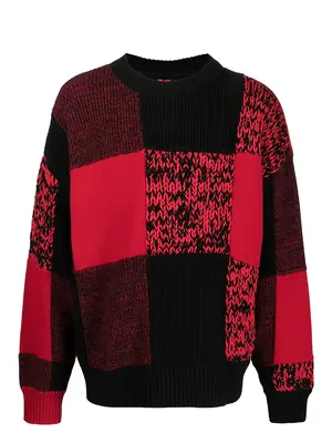 Sacai Checked Round-neck Jumper - Red