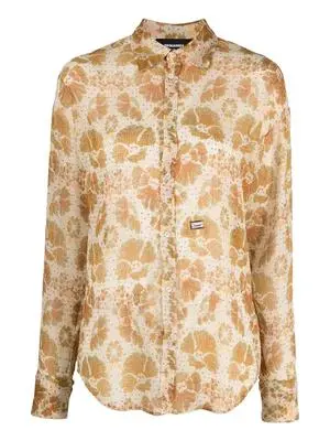 Dsquared2 Woven Floral Jacquard Shirt - Yellow