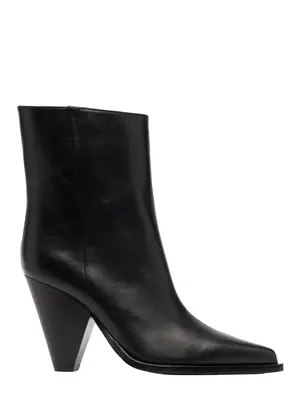 SCAROSSO Emily Leather Ankle Boots - Black