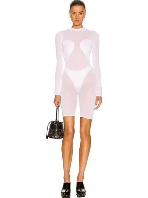 Alaïa Mini Round Neck Dress - Blanc