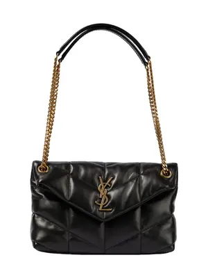 Saint Laurent Puffer Small Leather Shoulder Bag - Black