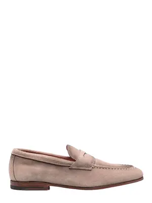 Santoni Suede Penny Loafers - Neutrals