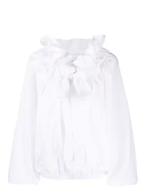 Patou Puff-sleeve Poplin Blouse - White