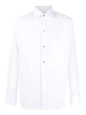 Canali Buttoned Long-sleeve Tuxedo Shirt - White