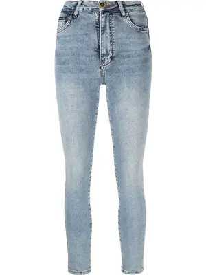 Philipp Plein Skinny Jeans With Skull Embroidery - Blue