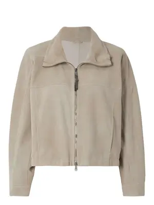 Brunello Cucinelli Brunello Cucinelli Suede Jacket Tan