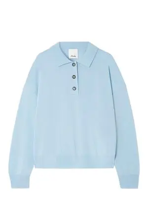 ALLUDE Wool And Cashmere-blend Polo Sweater Light Blue