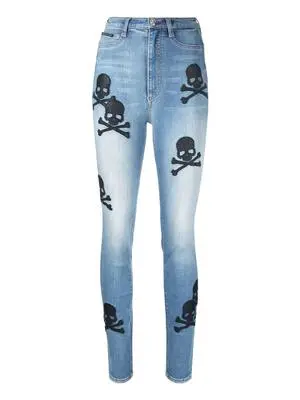 Philipp Plein Skull-patches Skinny Jeans - Blue