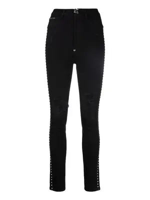 Philipp Plein Crystal-embellished Jeggings - Black