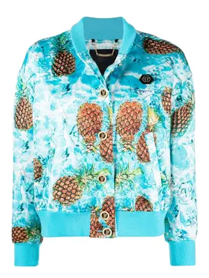 Philipp Plein Pineapple Skies Bomber Jacket - Blue