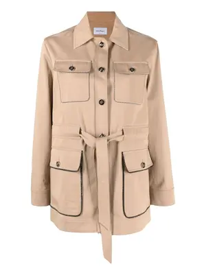 FERRAGAMO Pocket-detail Belted Jacket - Neutrals